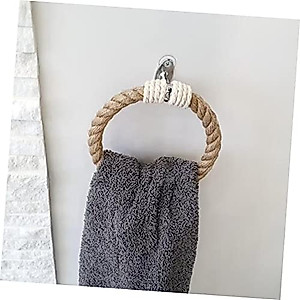 Veemoon Kitchen Rings Wooden Stand Wall-Mounted Bohemian Woven Decorative Accessories Hand Ring Bath Shower Design Storage Rope Bathroom Mount Holder Towel Bedroom Shape Rack Rustic
