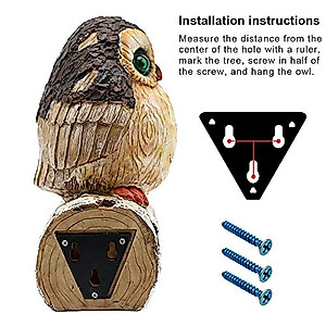 LINSBO Tree Hugger Statues Fake Owl Garden Decor, Polyresin Outdoor Whimsical Tree Sculpture Peeker Yard Art with Solar LED Eyes Lights