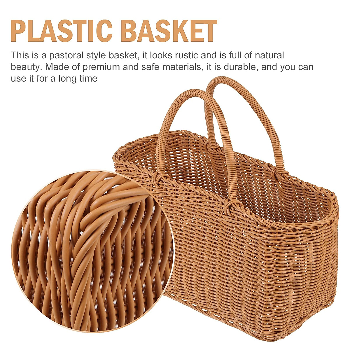 Garneck Wicker Market Basket Bag, Big Wicker Storage Basket for Beach, Laundry, Toy, Blanket, Storage, Baby, or Picnic
