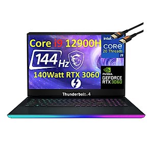 MSI GE76 Raider Gaming Laptop - The Most Powerful 12th Gen H Series: Intel Core i9-12900H - GeForce RTX 3060 Support MUX & Maximum Power 140W - 17.3" 144HZ 1080p – w/HDMI (64GB RAM | 1TB PCIe SSD)