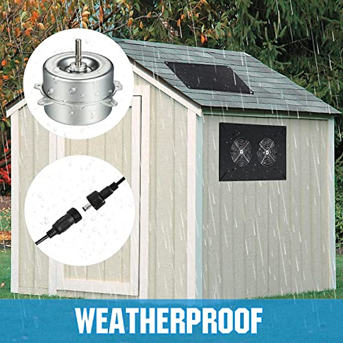 DC HOUSE 20W Solar Powered Dual Metal Shell Exhaust Fan Kit for Chicken Coops, Greenhouses, Sheds, Pet Houses, and Windows - Waterproof and Plug & Play