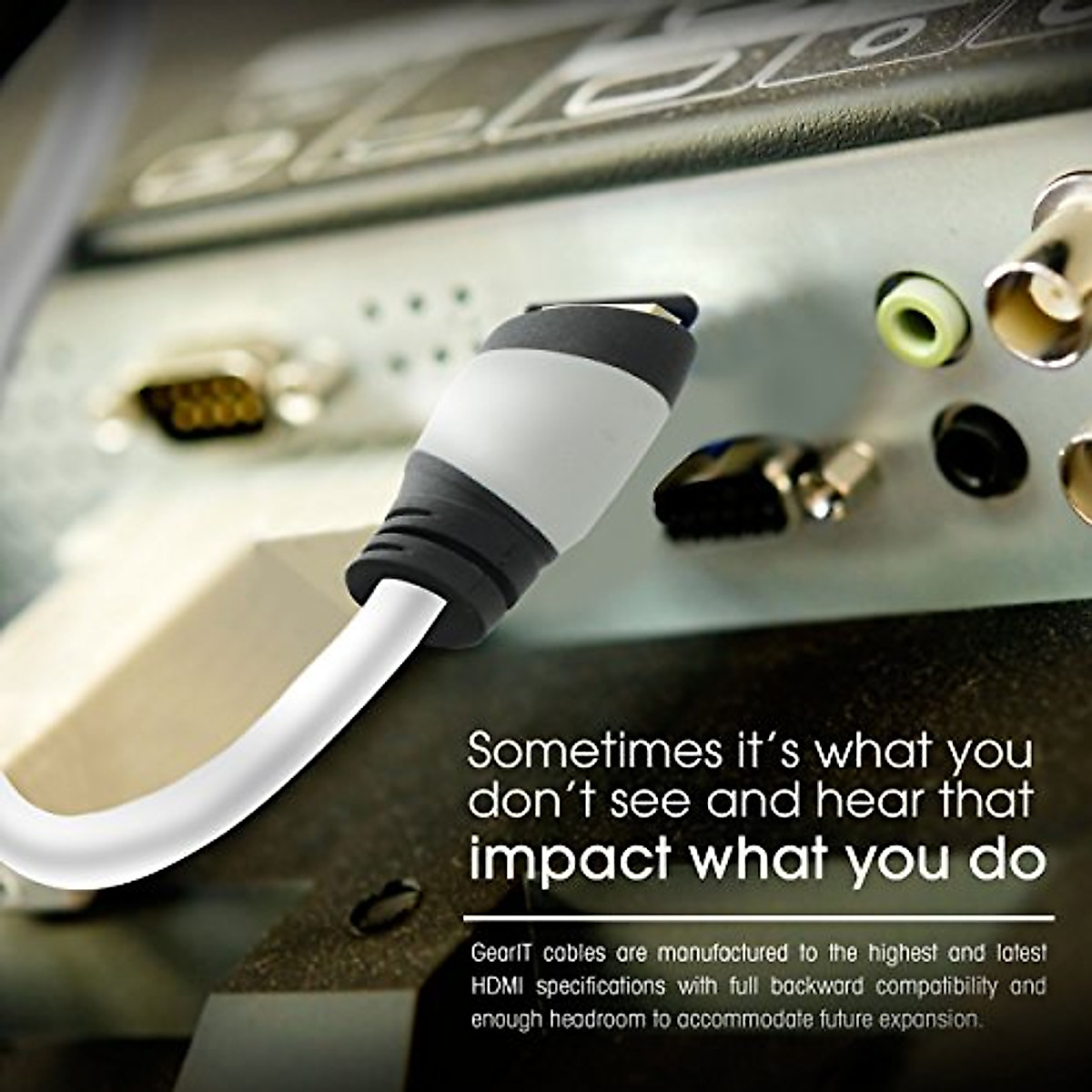 35 Ft HDMI Cable, GearIT Pro Series HDMI Cable 35 Feet High Speed Ethernet 4K Resolution 3D Video and ARC Audio Return Channel HDMI Cable, White