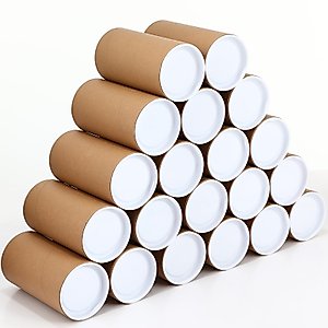 Yeaqee 20 Pack Mailing Tubes with Caps Poster Holder Tube 3 x 6 Inch Round Cardboard Mailers for Artwork Advent Calendars Classroom Craft Shipping DIY Projects Gifts Packing Maps Packaging, Brown