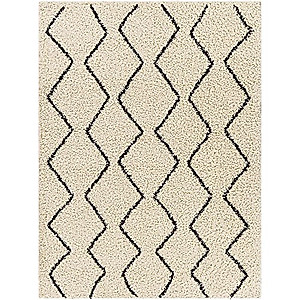 Artistic Weavers Moroccan Soft Kasey Shag Area Rug,5'3" x 7',Cream/Charcoal
