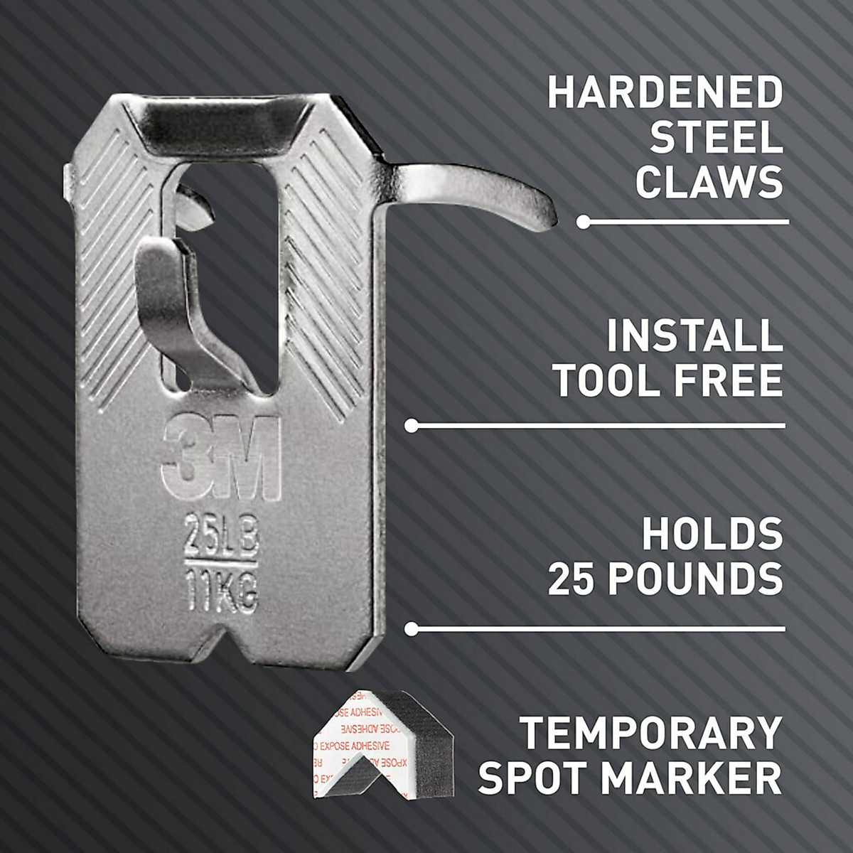 3M CLAW 15, 25 and 45 lb. Drywall Picture Hanger Variety Pack With Spot Markers, Heavyweight Hanging Solution for Room Decor and Office Decor, Including Mirrors or Large Art – 8 Pack