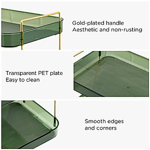 HBlife Bathroom Countertop Organizer 2 Tier Makeup Organizer Perfume Tray Skincare Storage Cosmetic Organizer Bathroom Counter Shelf, Clear Green