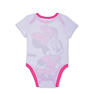 Disney Minnie Mouse Girls’ 4 Pack Bodysuit for Newborn and Infant – Pink/Grey/White