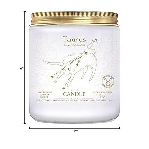 YTENTE Candle, Soy Wax, Scented, Zodiac - Taurus, Birthday Gift for Women