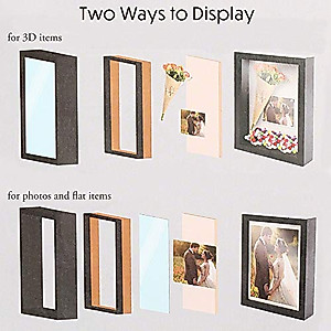 LotFancy Shadow Box Frame, 11x14 Black Display Case, Wooden Picture Frame for Desk, Soft Linen Backboard and Shatter Resistant Glass for Bouquet Photos