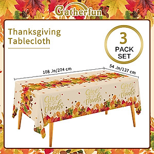 Gatherfun Fall Thanksgiving Party Supplies, Disposable Tablecloth, Plastic Table Cover for Autumn Party Decorations and Thanksgiving Party Decorations, 3 Pack, 54”x108”