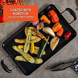 IMUSA USA, Black IMU-1818TGT Soft Touch Double Burner/Griddle, 20" X 12"