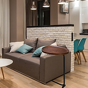 MENYCNJ C shaped table for safa Small C Side Table for Living Room and Small Spaces- Easy Assembly, C Shaped Round End Table for Couch and Bed, Night Stand for Bedroom, Wood/Black