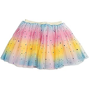 Baby Girls Rainbow Sparkle Tutu Skirt Pentagram Sequin Christmas 3 Layered Elastic Puffy Tulle Skirt