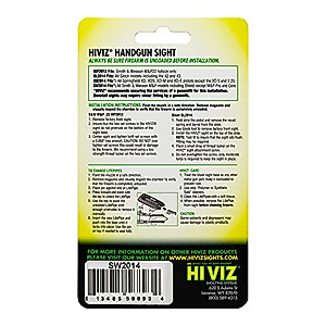 HIVIZ unisex adult Handgun HiViz SW2014 Interchangeable Style Front Sight for Smith Wesson M P Full Size, Green, Red, and White, One Size US