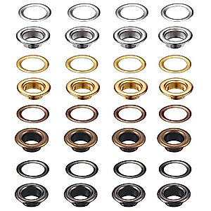 1/4 Inch Grommet Kit 200 Sets Grommets Eyelets with 3 Pieces Install Tool Kit (4 Colors)