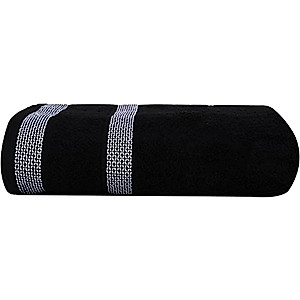 CASA COPENHAGEN Solitaire Designed in Denmark 600 GSM 2 Large Bath Towels 2 Large Hand Towels 2 Washcloths, Super Soft Egyptian Cotton 6 Towels Set for Bathroom, Kitchen & Shower - White + Black