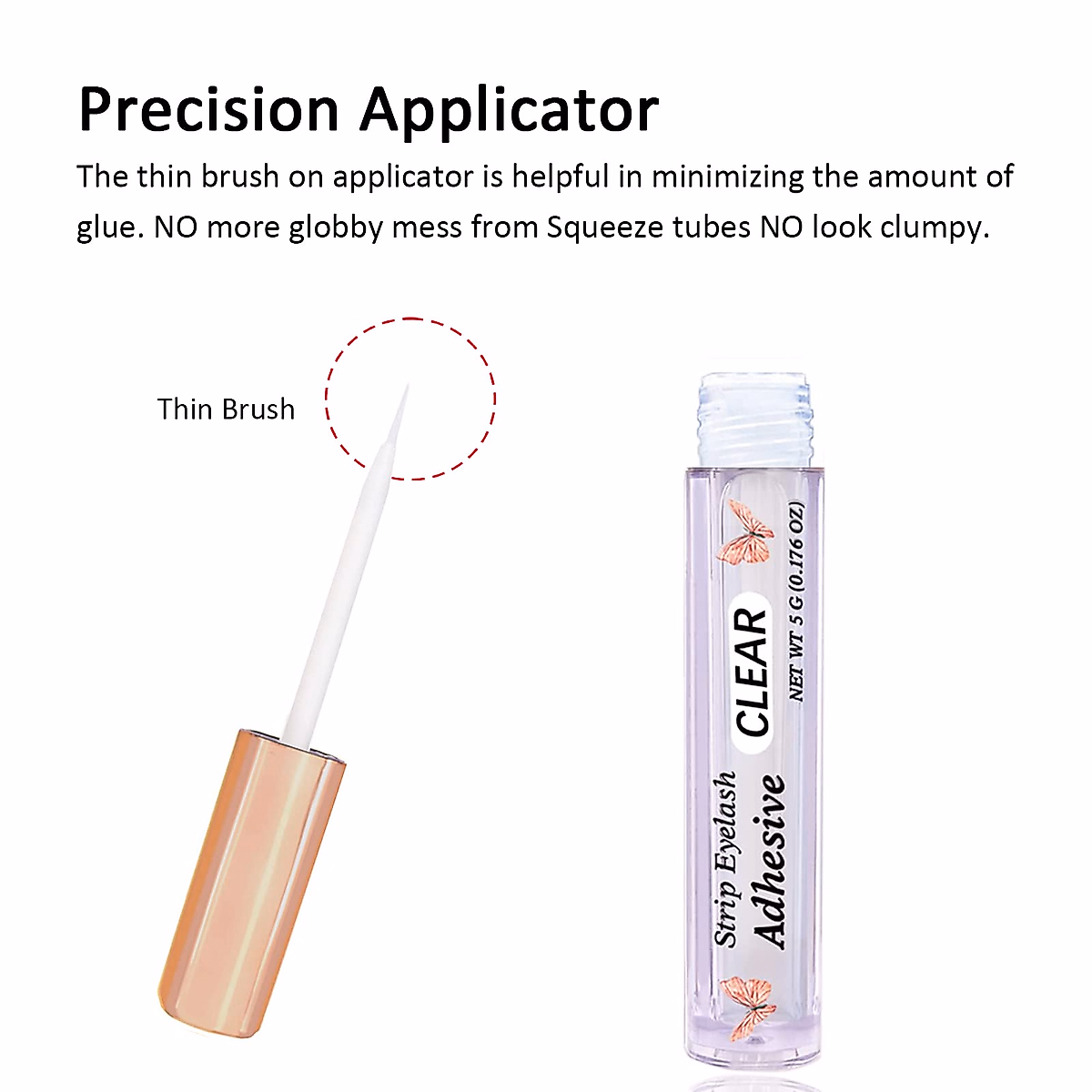 Clear Eyelash Glue Super Strong Hold Clear Eyelash Adhesive Waterproof Lash Glue Latex-Free Suitable for Sensitive Eyes Lashes Glue 5ml 0.18 OZ (1 Pack Clear)