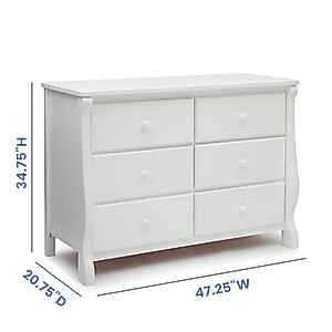 Delta Children Universal 6 Drawer Dresser with Interlocking Drawers - Greenguard Gold Certified, White