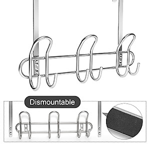 horkmous Over The Door Hooks, Behind Door Coat Hangers for Hanging Heavy Robes, Towels, Clothing, etc. Aesthetic Design Over Door Coat Rack, Coat Hooks, Towel Hangers for Bathroom, Silver