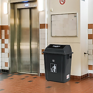 Esdiplot 4 Packs 5 Gallon Plastic Trash Can with Swing Lid, Garbage Bin Waste Basket for Home and Office