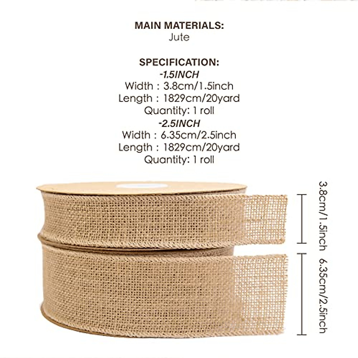 Vitalizart Burlap Ribbon Wired 2.5 in x 20 Yd Beige Natural Jute Ribbon for Gift Wrapping Crafts Christmas Decoration Wreaths