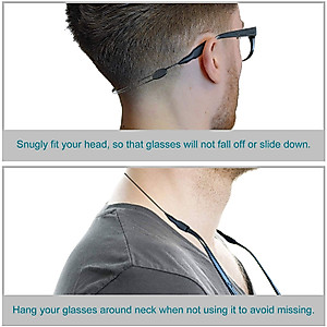 2pcs Eyeglasses Holder Strap, Sunglasses Strap, Eyewear Retainer, Sports String Retainer, Adjustable from 9.2" to 14”, with Glass Cleaning Cloth and Screwdriver, Black
