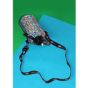 H2O Capsule 2.2L Half Gallon Water Bottle with Storage Sleeve and Covered Straw Lid – BPA Free Large Reusable Drink Container with Handle - Big Sports Jug, 2.2 Liter (74 Ounce) Cheetah Reflex