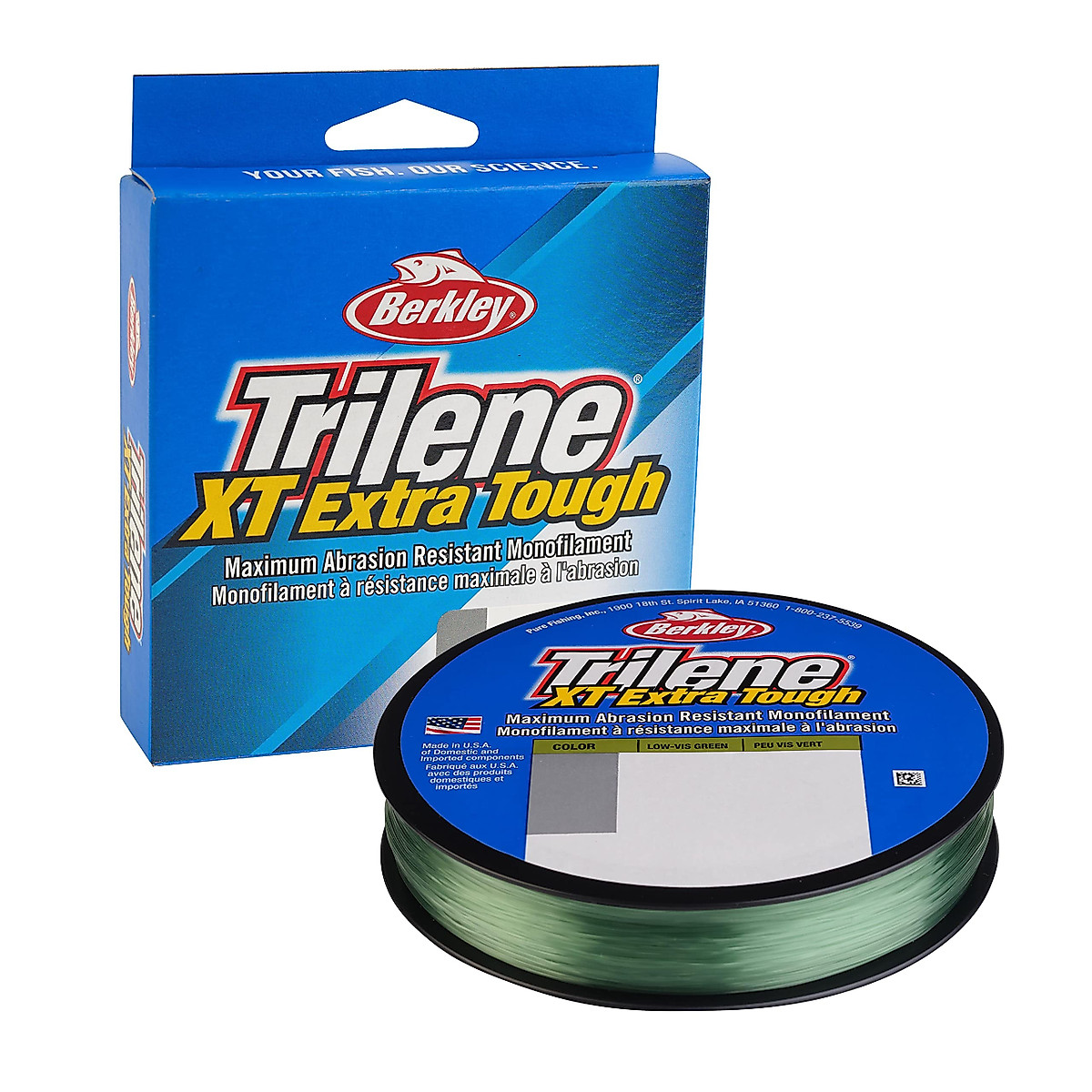 Berkley Trilene® XT®, Low-Vis Green, 10lb | 4.5kg, 300yd | 274m Monofilament Fishing Line, Suitable for Saltwater and Freshwater Environments