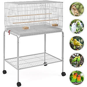 Yaheetech 47'' Height Metal Flight Bird Cage Parrot cage for Parakeets Conures Budgies Lovebirds with Rolling Stand