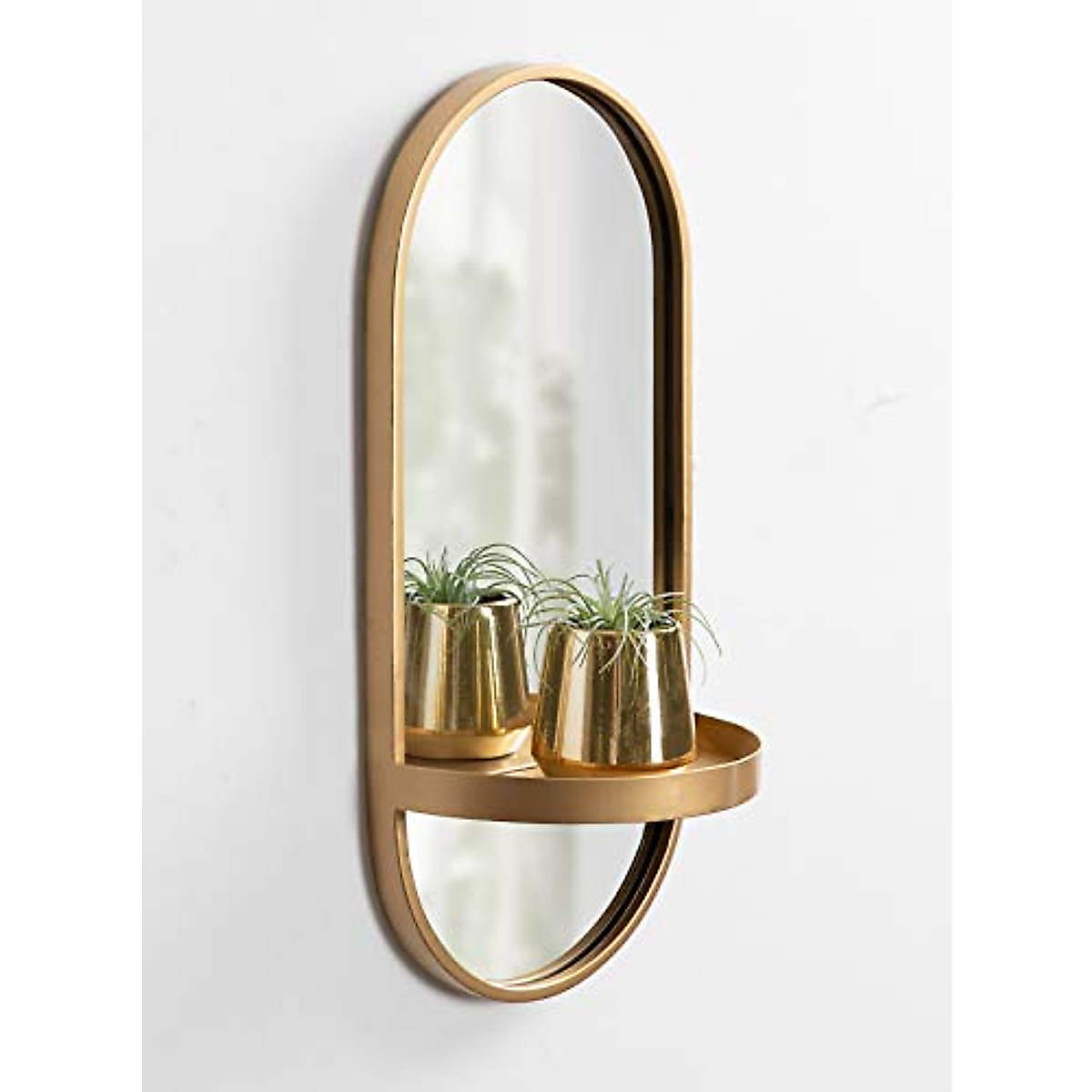 Kate and Laurel Estero Modern Metal Wall Mirror With Shelf, Gold