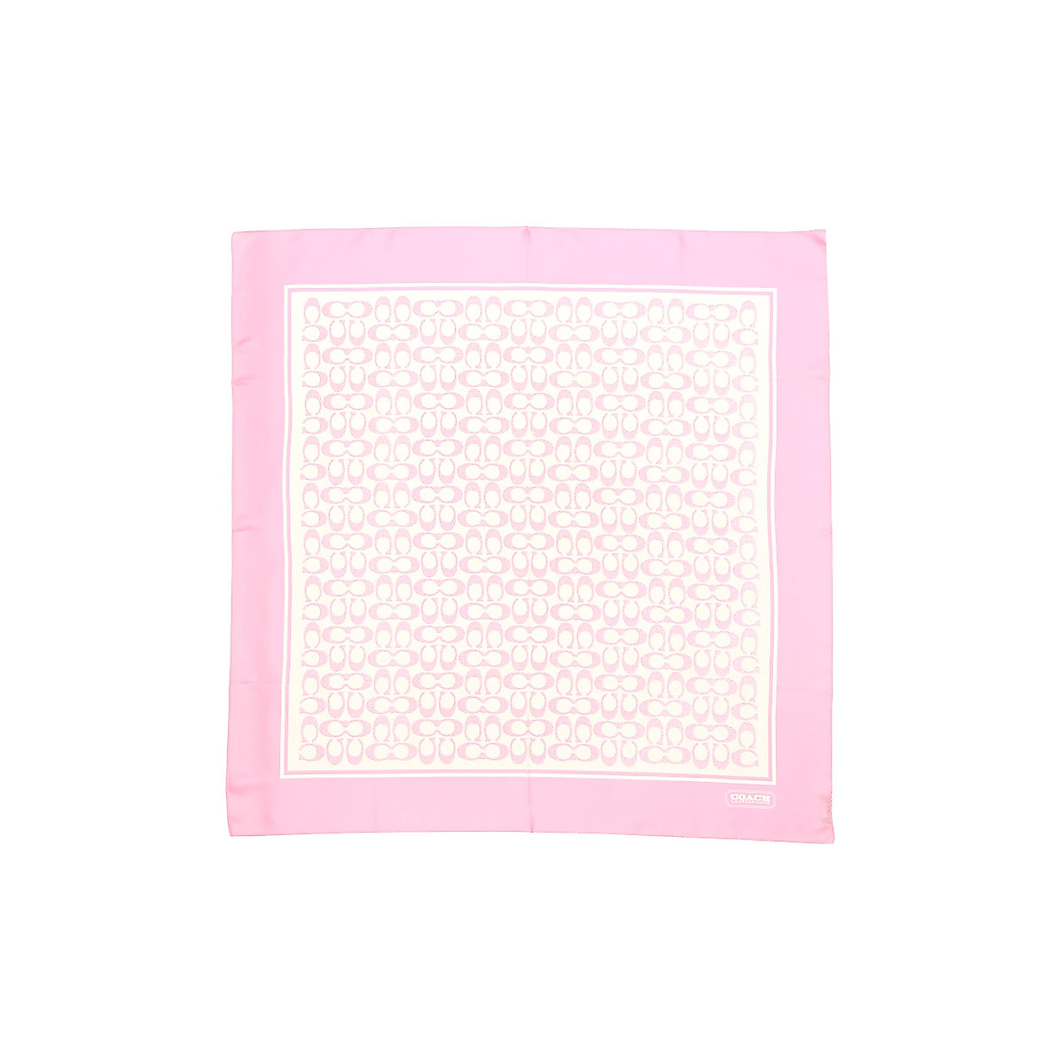 Coach Womens Vintage Signature Printed Silk Square Scarf, Soft Pink