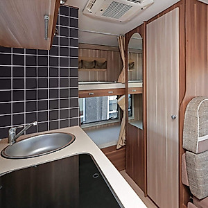 Ecoart Peel and Stick Wall Tile 10" X 10" Backsplash Stick On Kitchen Bathroom 16 Cells Square Brick Stick Tile Sticker(6 Sheets) (Black)