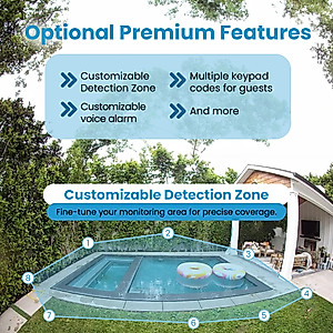 SwamCam Pool Alarm Camera - ASTM F2208 Certified - Wifi + App Operated Pool Alarms for Inground Pools and Above Ground - Sounds Onsite, In Home & Phone BEFORE Child Enters Pool - View Remotely Anytime