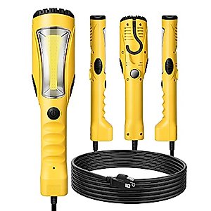 DEWENWILS LED Work Light, Underhood Work Light (15 feet), 1200LM, Trouble Light with Cord, Strong Magnet, Swivel Hook, Handheld Corded Work Light for Garage, Workshop, Car Repair Scene, ETL Listed