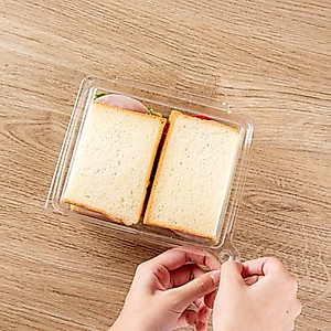 Restaurantware Tamper Tek 6.8 x 5.7 x 1.7 Inch Rectangle Take Out Containers 100 Durable Sandwich To-Go Containers - Tamper-Evident Freezable Clear Plastic Sandwich Containers With Hinged Lids