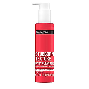 Neutrogena Stubborn Texture Daily Acne Facial Cleanser, Salicylic Acid Face Wash + Glycolic & Polyhydroxy Acids, Fragrance-Free, 6.3 fl. oz