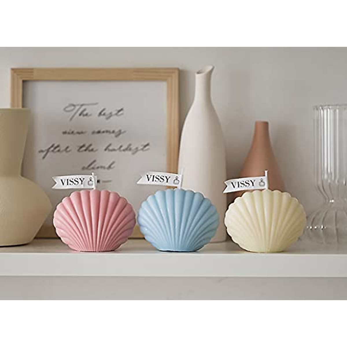 Seashell Shaped Scented Candle,150G Handmade Aroma Soy Wax Decorative Candle for Table Photo Prop Birthday Gift,Prefect for Meditation Stress Relief Mood Boosting Bath Yoga (Blue)