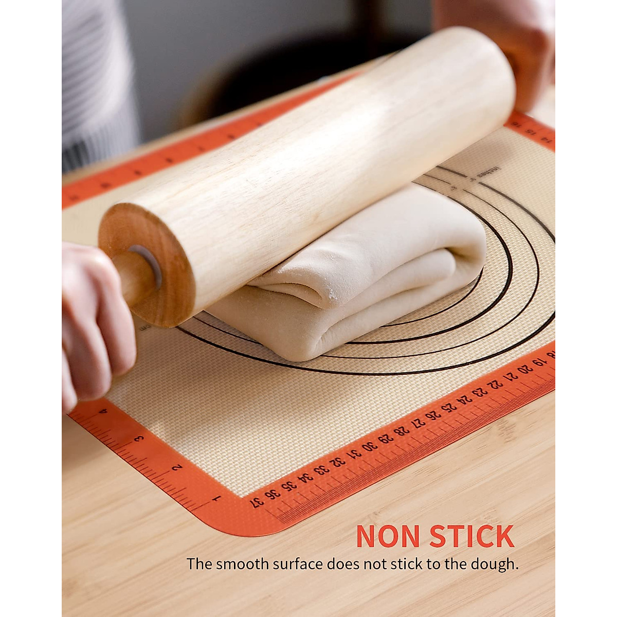 ANYLION Silicone Baking Mat, 4 Packs for Non-Stick Silicone Mats for Baking, BPA Free Pastry Mat with Measurements Silicone Mat for Cookies, Pastry & Macarons
