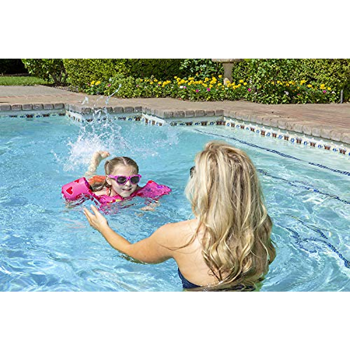Poolmaster Learn-To-Swim Lil' Splashers Swimming Pool Float Training Aid Swim Vest and Arm Floaties, Pink