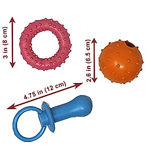 Jalousie Chew Toy Natural Rubber chew Toy for Interactive Play Toy Ball Rope Rubber Value Set for Small to Medium Breed Dog mutt Puppy