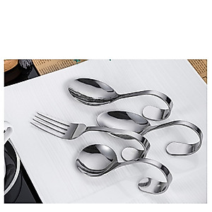 Stainless Steel Bent Handle Spoon Buffet Western Food Seafood Sushi Vertical Spoon Fork