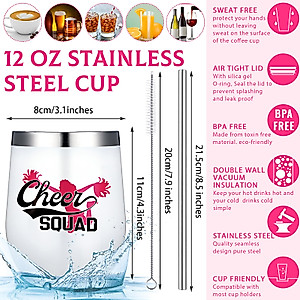 Irenare 4 Pcs Cheerleader Gifts Set 12 oz Cheer Tumbler Makeup Bag Cheerleading Bracelet Cheer Keychain for Cheer Accessories(Pink)