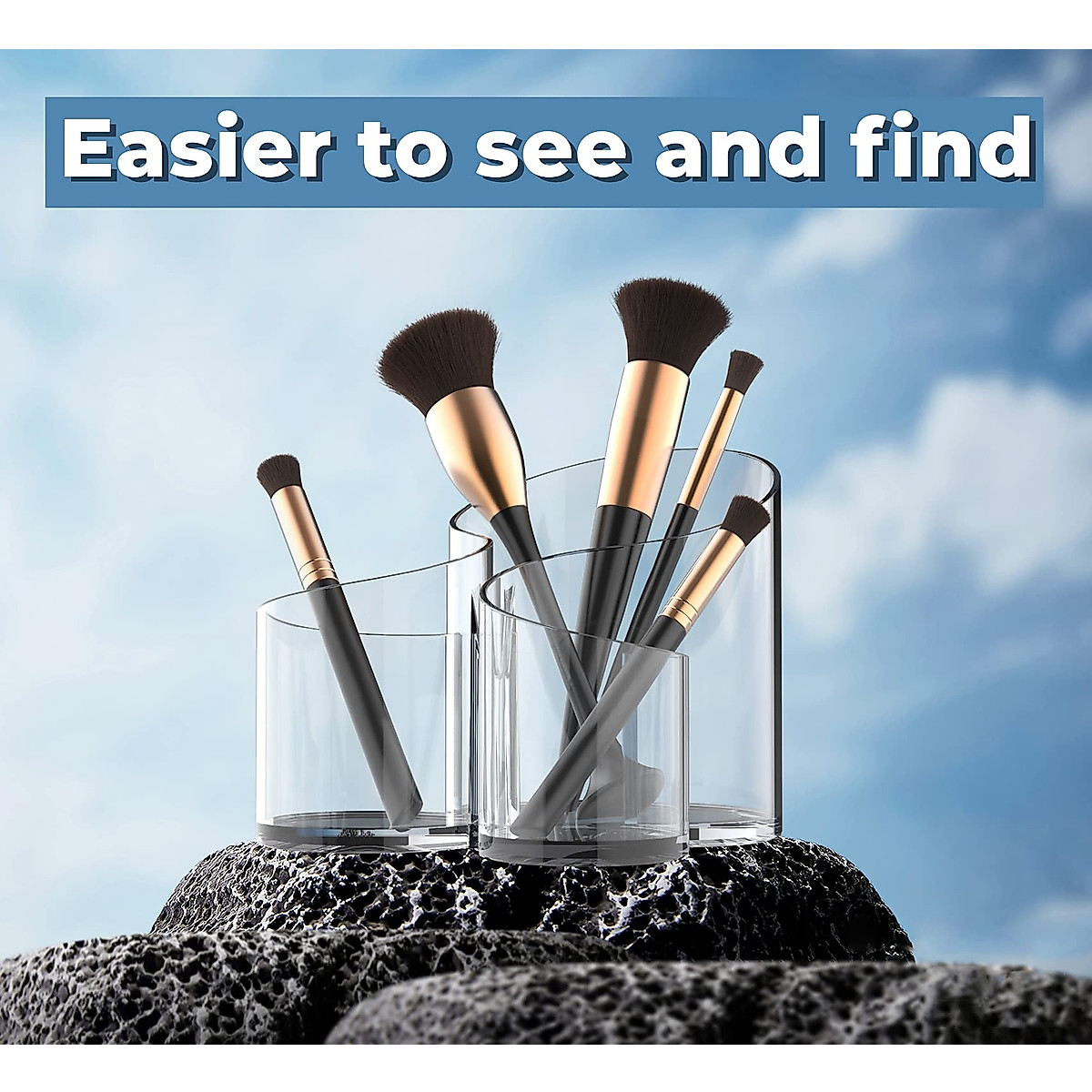 BS-MALL Makeup Brush Organizer for Countertop Display Container Cosmetics Brushes Desk Stand Different Size Brushes