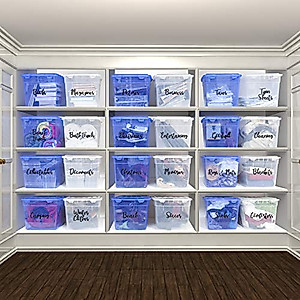 Good Karma Studio 150 Labels for Storage Bins + 15 Blank Labels, Household Labels, Farmhouse Font, Linen Closet, Home Office, Kids', Garage