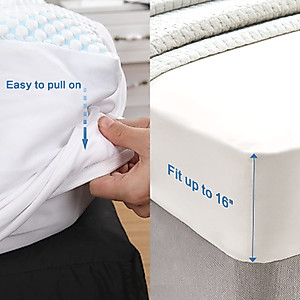 Mattress Cover with Cooling Bubbles Top -Ultra Soft and Silky Feeling Material Mattress Pad Cover with 16 Inches Deep Pocket (Queen)