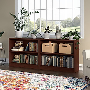Bush Furniture Universal Small 2 Shelf Bookcase in Vogue Cherry - Set of 2, Matching Storage and Display Bookshelves for Home Office or Living Room Organization
