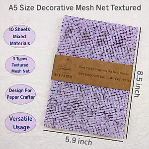 Diuhofart Textured Mesh Fabrics for Junk Journals, Handmade Decorative Scrapbook Materials for Crafts, Art Journaling, Scrapbooking, Collage 10 Sheets