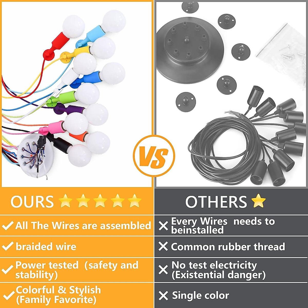 Ymlii Kids Colorful Chandelier, Ceiling Spider Light Fixture, Ajustable DIY Pendant Lamp for Boys Girls Bedroom Playroom Classroom Dining Room,‎ E26 10 Arms Lights