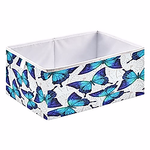 Kigai Collapsible Storage Basket,Watercolor Butterfly Foldable Fabric Bins Shelves Toy Storage Box Closet Organizers for Nursery,Utility Room, Storage Room