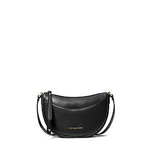 Michael Kors Dover Small Leather Crossbody Bag Purse Handbag (Black)